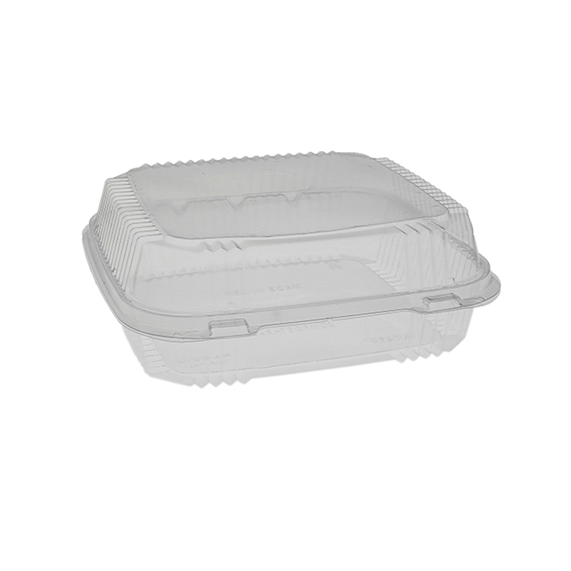 8 x 8 x 3" Compostable PLA Hinged Lid Container | Pactiv Evergreen