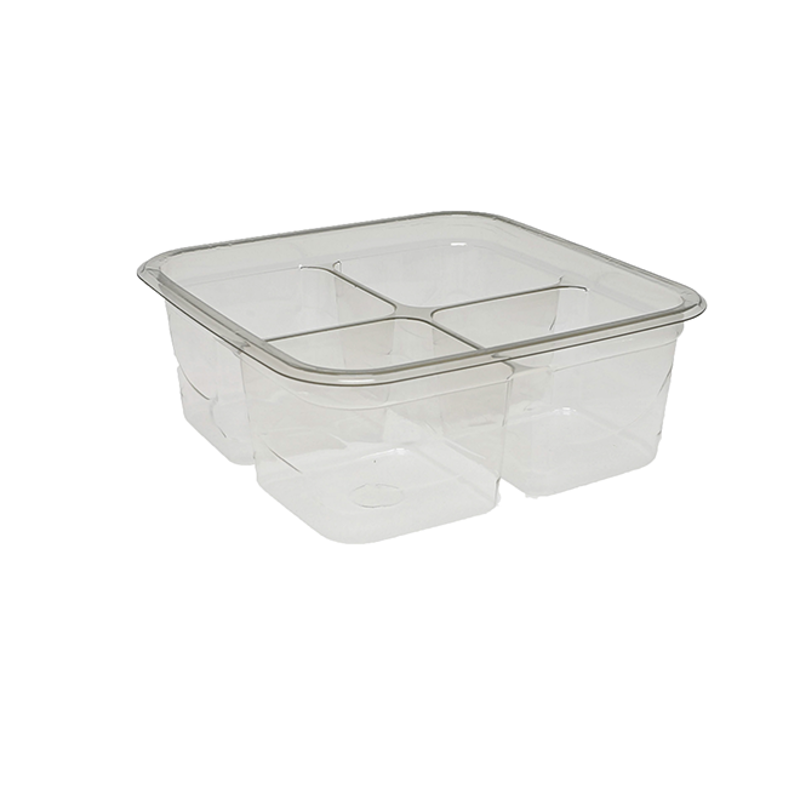 6" Shallow 4-Compartment Square Container | Pactiv Evergreen