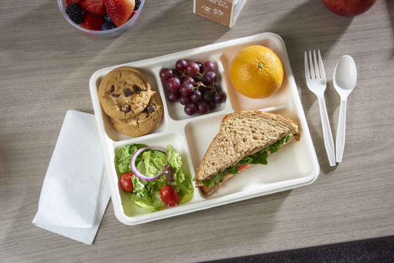 PFAS-Free Fiber Blend 5-Compartment School Lunch Tray | Pactiv Evergreen