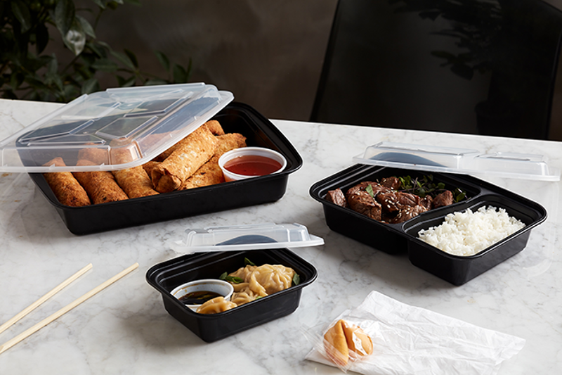 Newspring VERSAtainer Rectangle Bases and Lids Black/Clear Kit | Pactiv ...