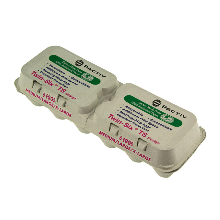 2 x 3" Stock Twin Six Unprinted Egg Carton | Pactiv Evergreen