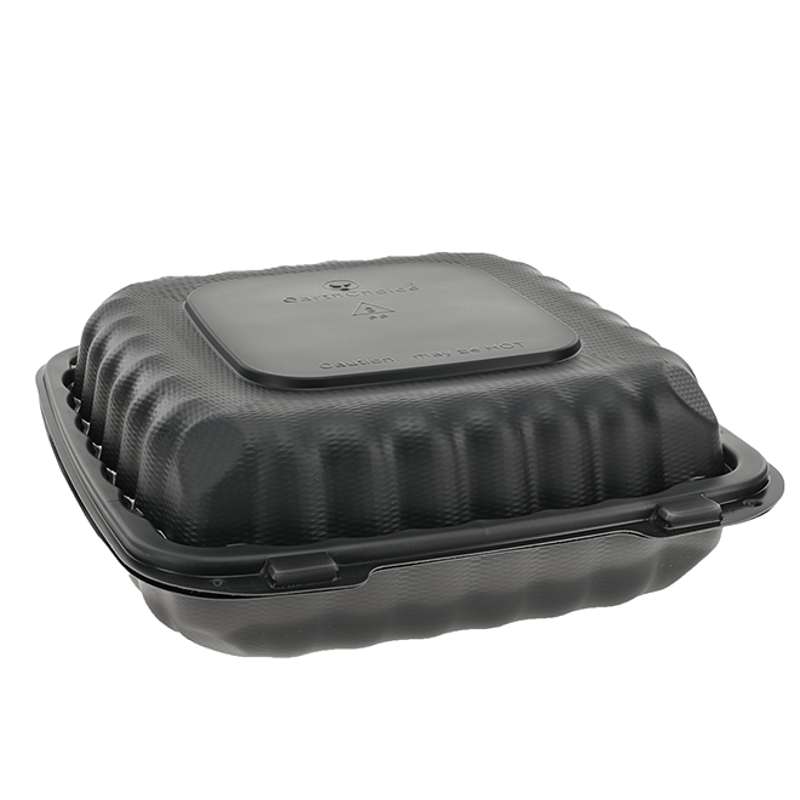 9 x 9 x 3" 3-Compartment MFPP Hinged Lid Container | Pactiv Evergreen