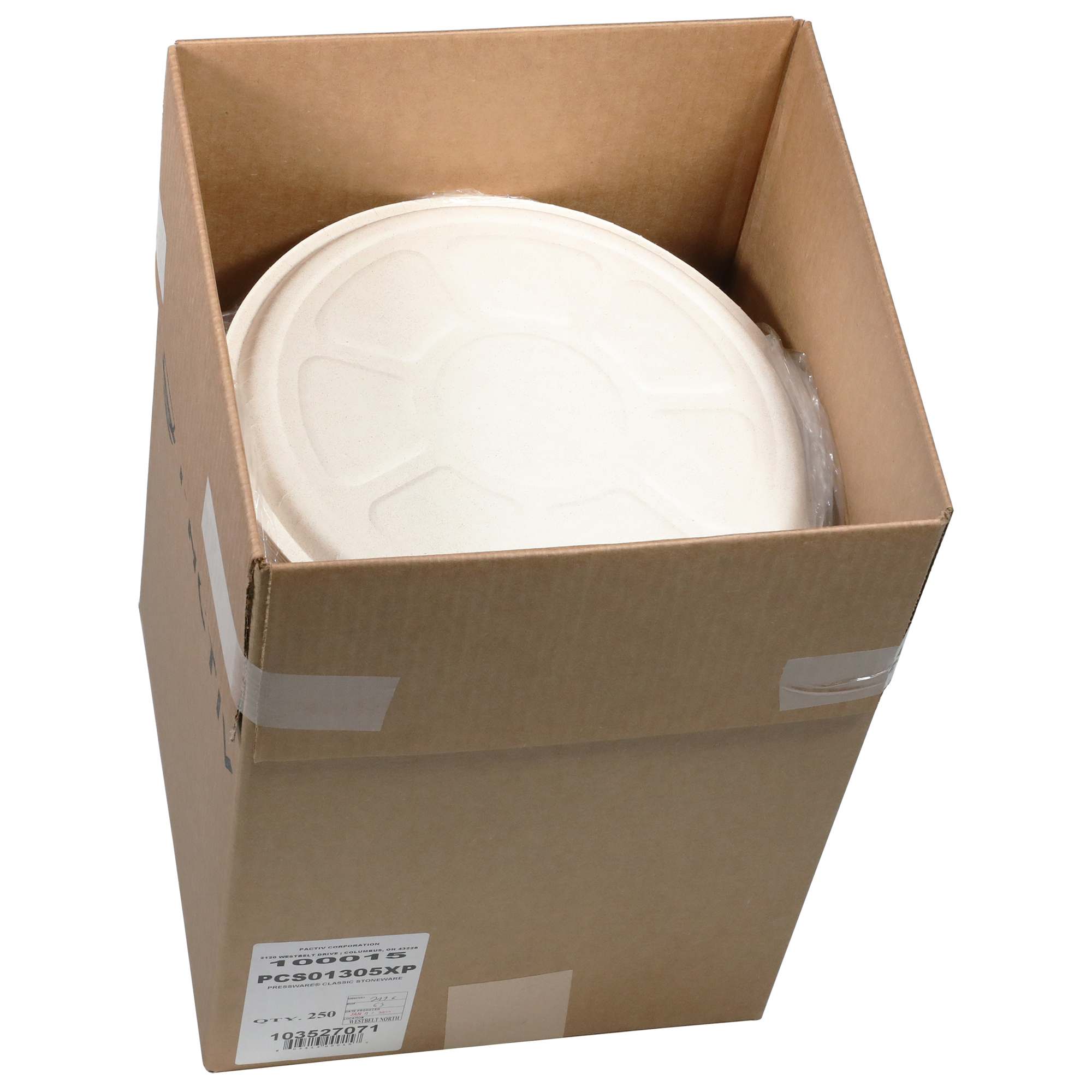 13" Round PFAS-Free Pressware Classic Stoneware Ovenable Paperboard ...