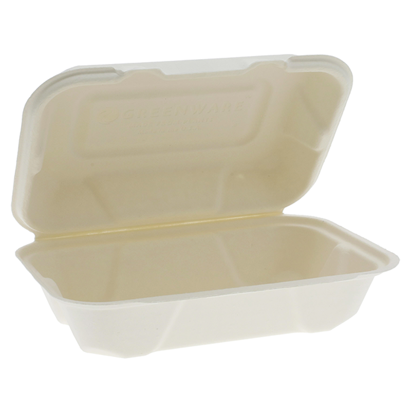 9x6" PFAS-Free Fiber Blend Hinged Lid Container | Pactiv Evergreen