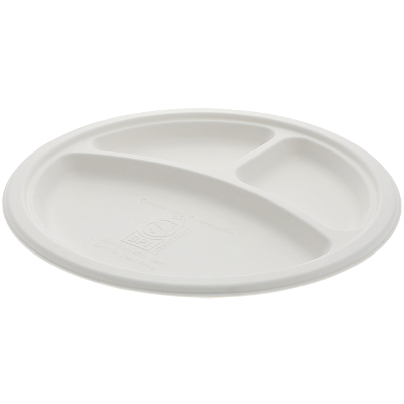 10" PFAS-Free Compostable 3-Compartment Fiber Blend Plate | Pactiv ...
