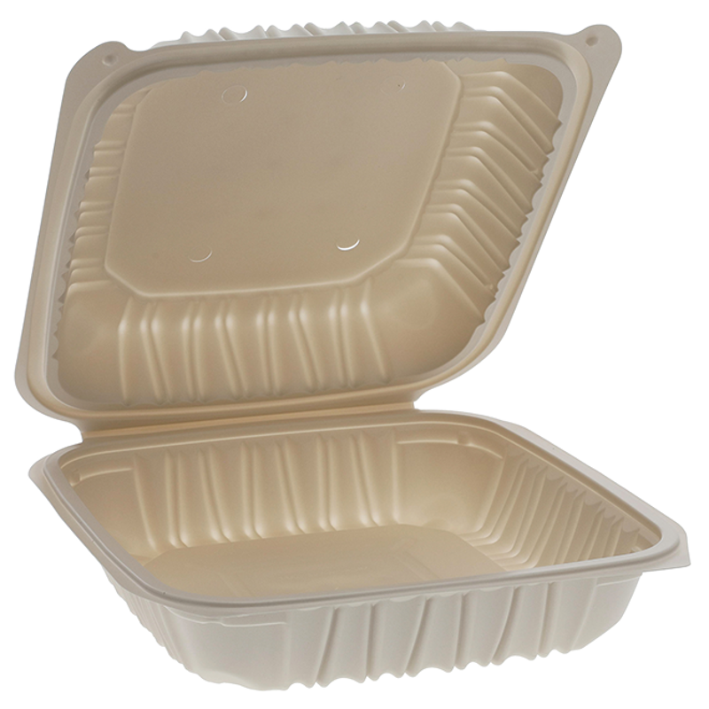 9 x 9" Vented MFPP Hinged Lid Container | Pactiv Evergreen