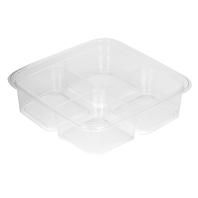 6 x 6" 4-Cell Shallow Compostable PLA On-The-Go Boxes | Pactiv Evergreen